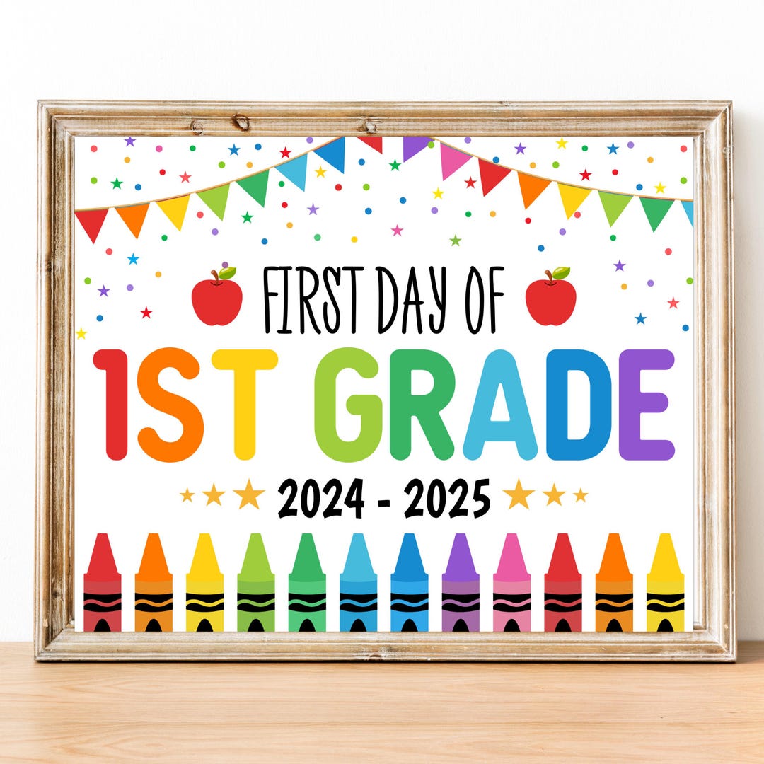 First Day of 1st Grade Sign Printable INSTANT DOWNLOAD Photo Prop First ...