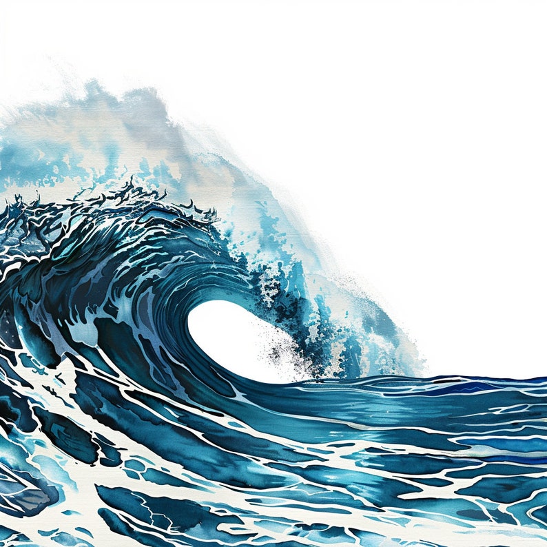 Wave Clipart Serene Wave Clipart Bundle 14 High-quality Images Ocean ...
