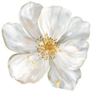 12 White Flowers Clipart, White Floral Print, Printable Watercolor ...