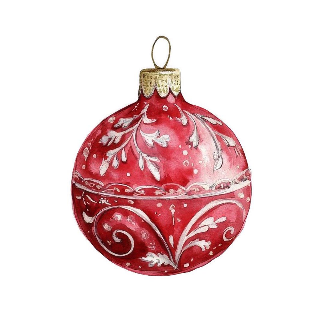 10 Red Baubles Clipart ,commercial Use Printable Watercolor Clipart ...