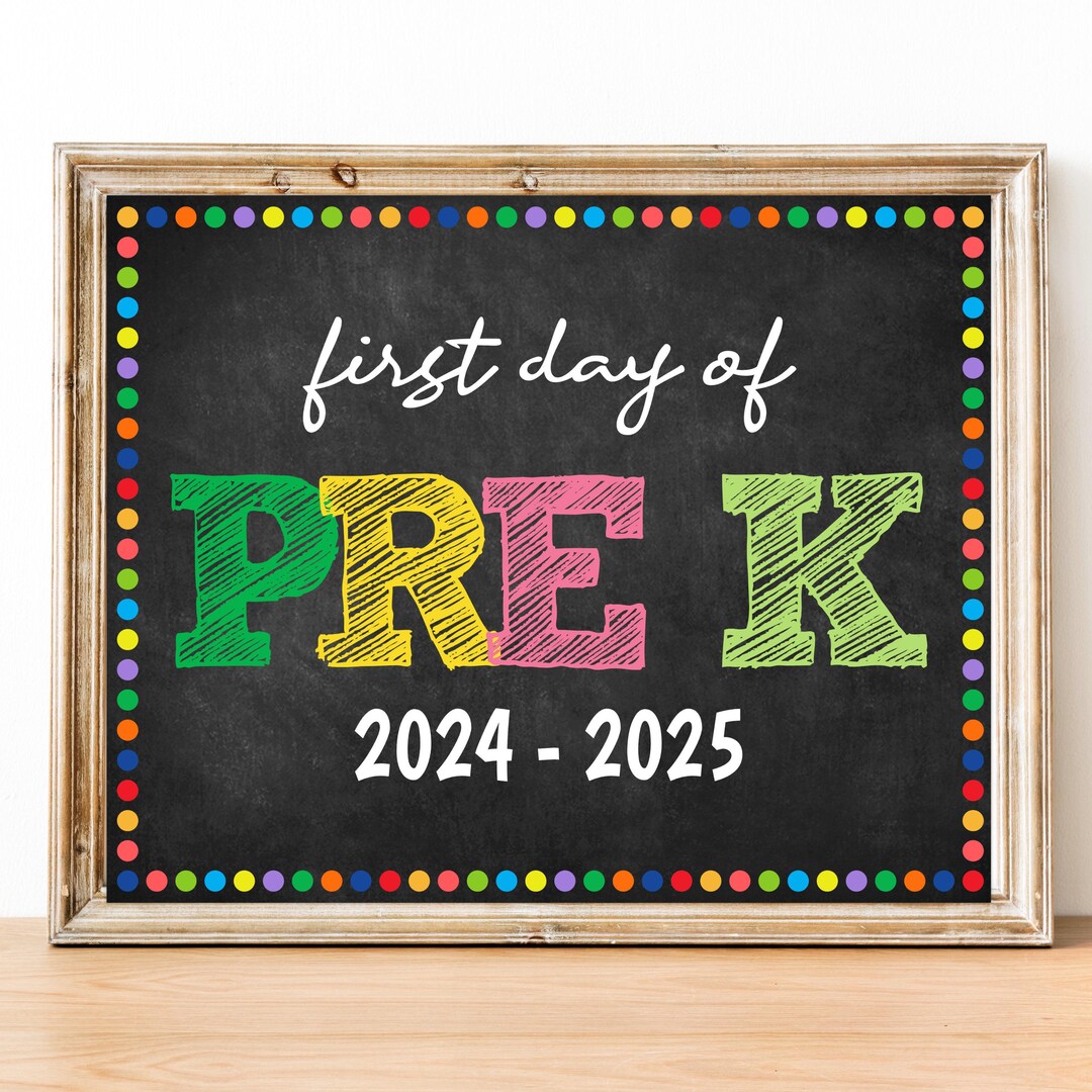 First Day of Pre-k Printable Sign Instant Digital Download Back to ...