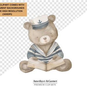 Nautical Cute Sailor Teddy Bear Clipart, Nautical Nursery Clipart ...