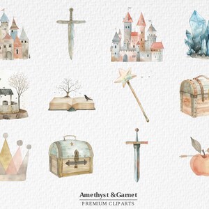 Dragon Watercolor Clipart, Knight Digital Clipart, Fairy Tale Graphics ...