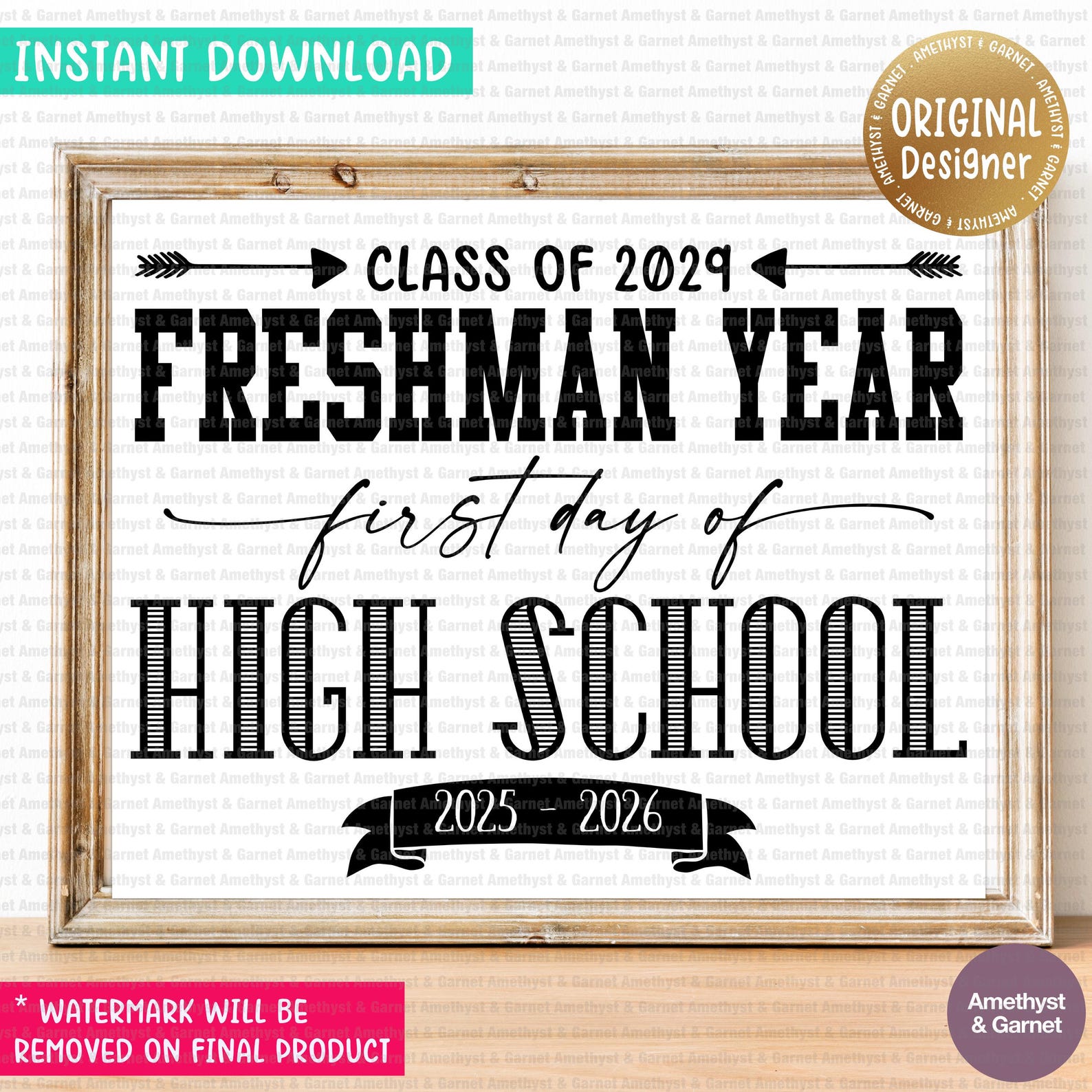 First Day of 9th Grade Sign Printable, Modern Back to School 2024-2025 ...