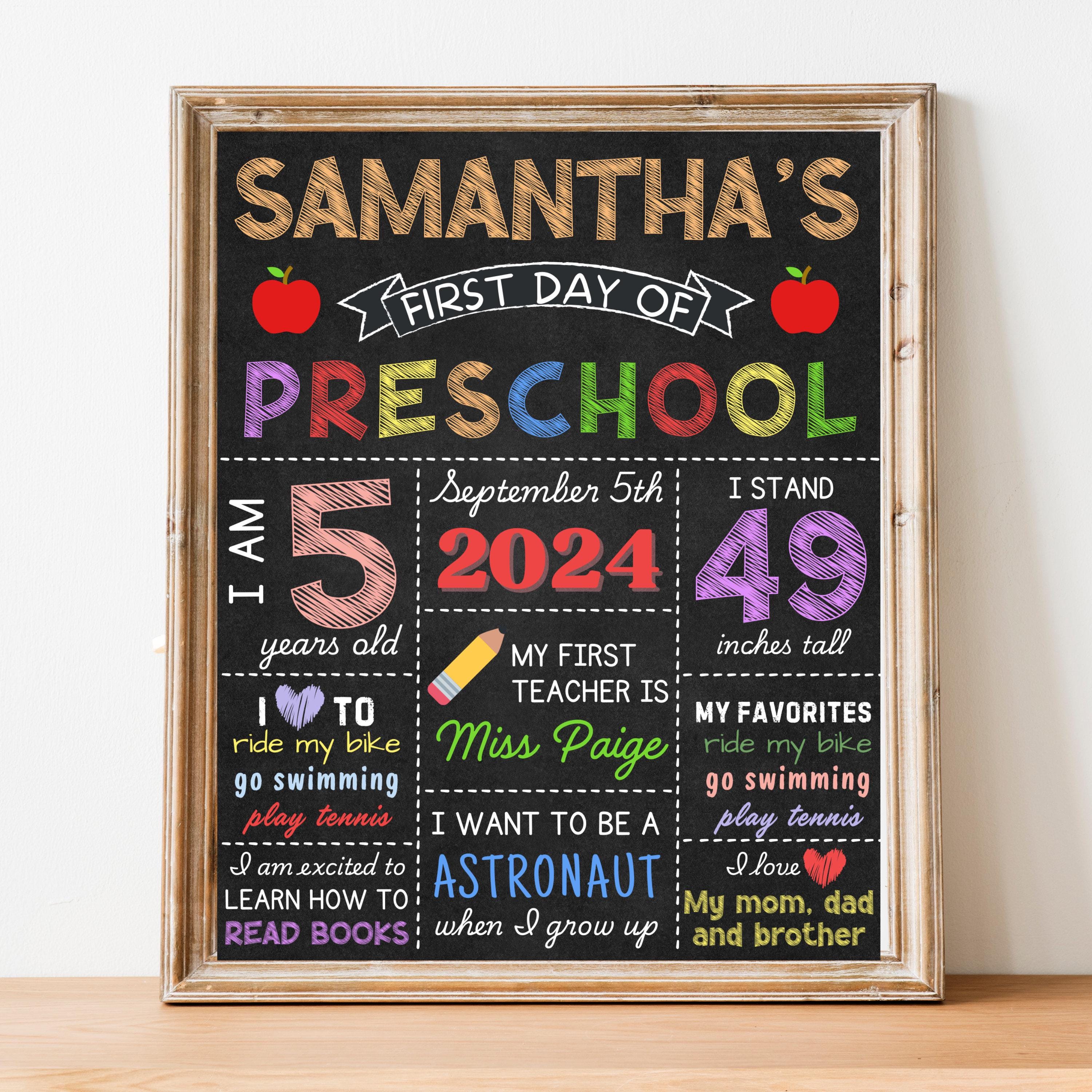 Editable Rainbow Colorful First Day of School Chalkboard Sign Reusable ...