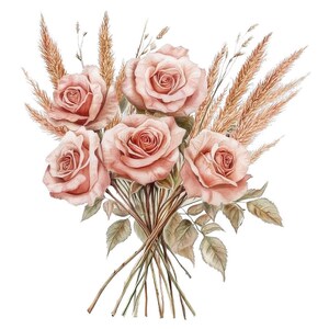 12 Roses Clipart ,commercial Use, Printable Watercolor Clipart High ...