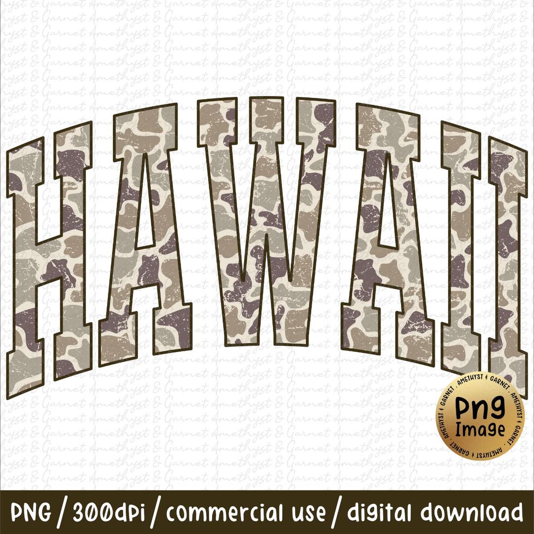 Hawaii Retro Camo Western PNG Retro Camo Country Distressed Varsity ...