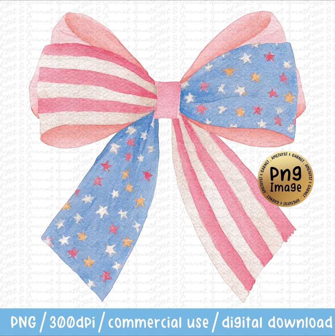 Preppy USA Bow PNG || Preppy Bow American Girl || Preppy Patriotic Clip ...