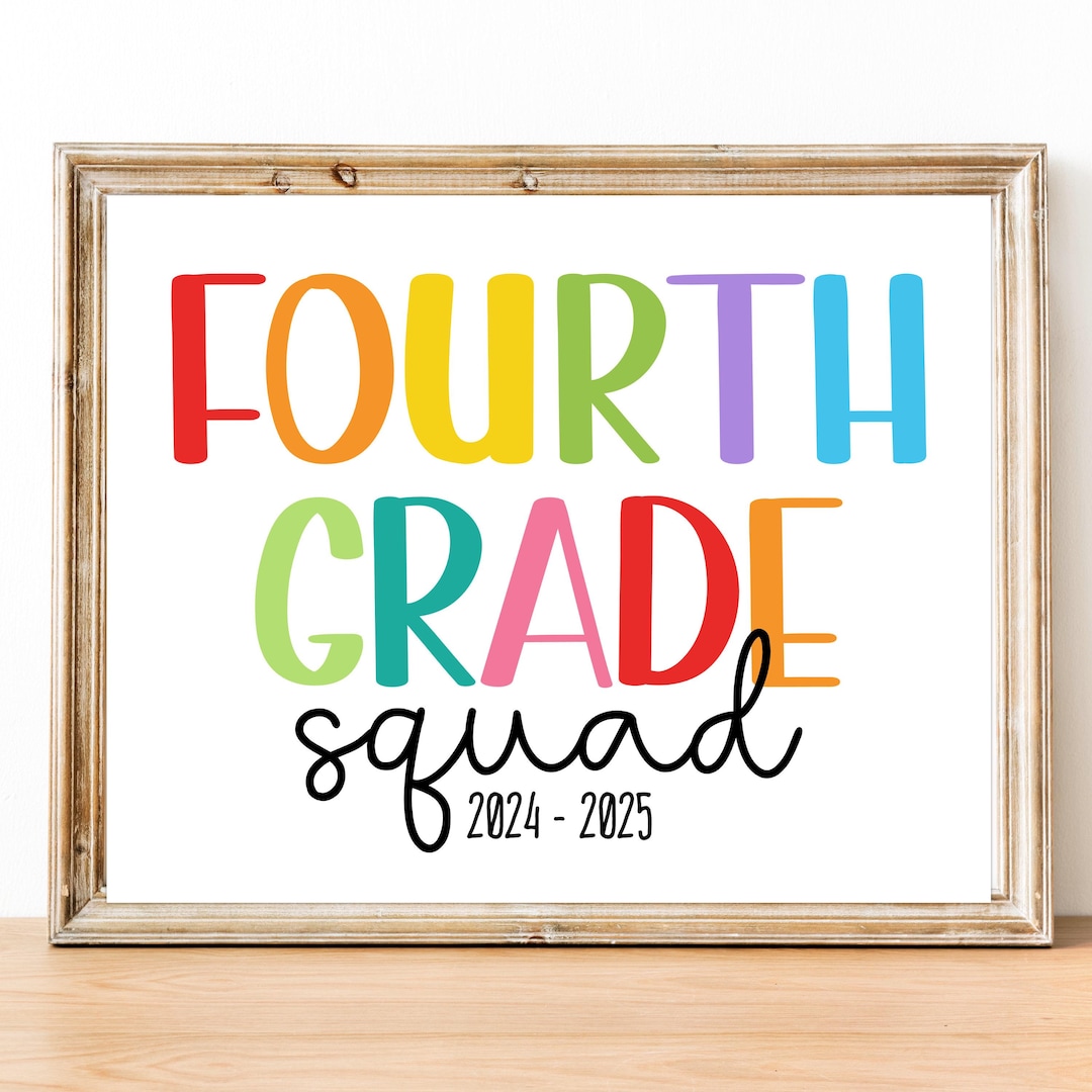 First Day of 4th Grade Sign, First Day of School Sign, Printable 4th ...