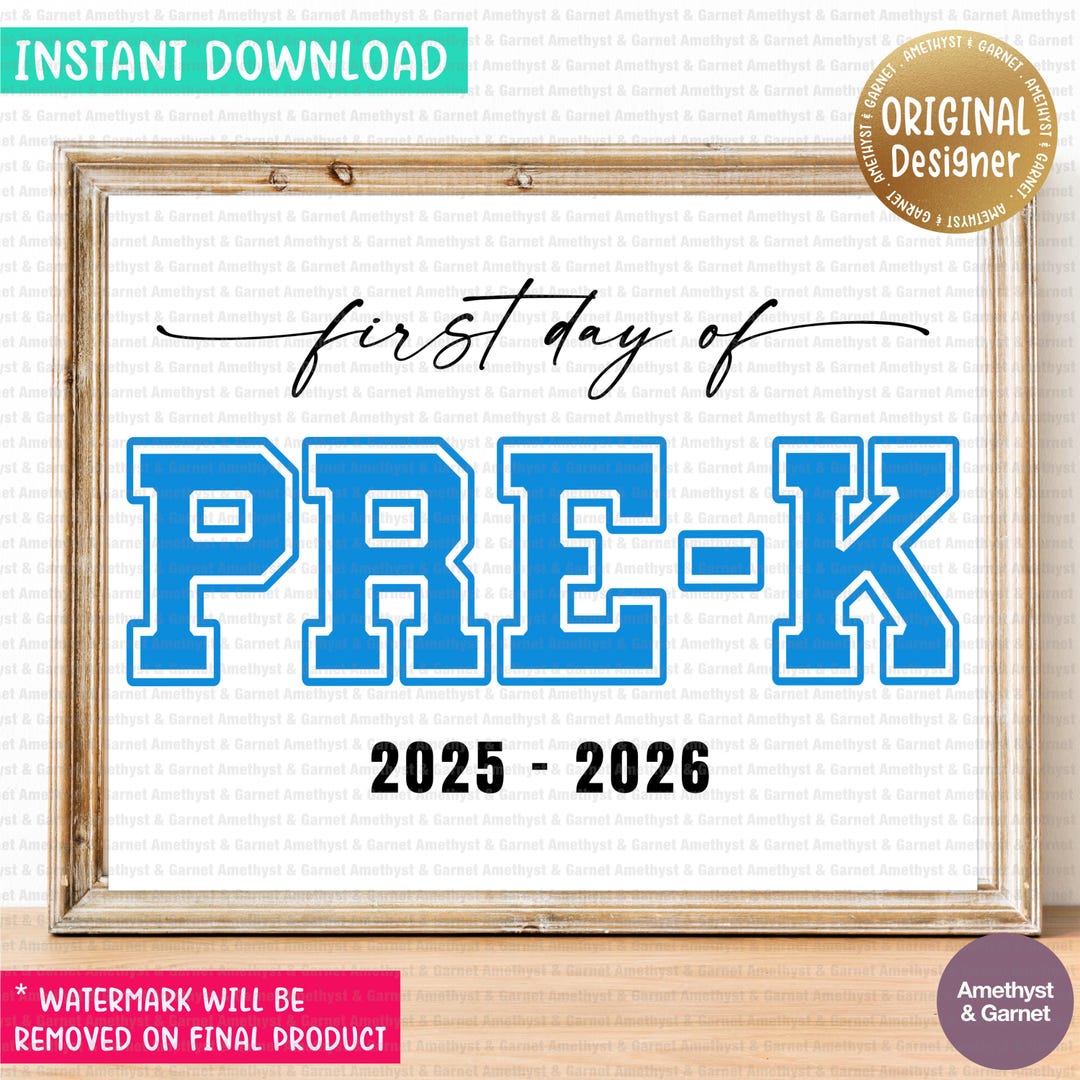 First Day of Pre-k Printable Sign - Instant Digital Download - Back to ...