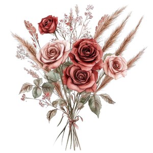 12 Roses Clipart ,commercial Use, Printable Watercolor Clipart High ...