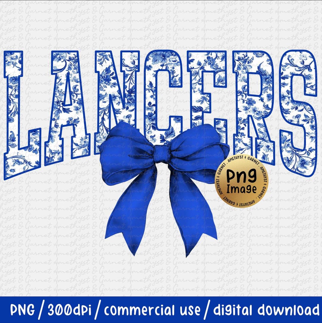 Lancers Blue Floral Toile Chinoiserie Sports Team Water Color Coquette ...