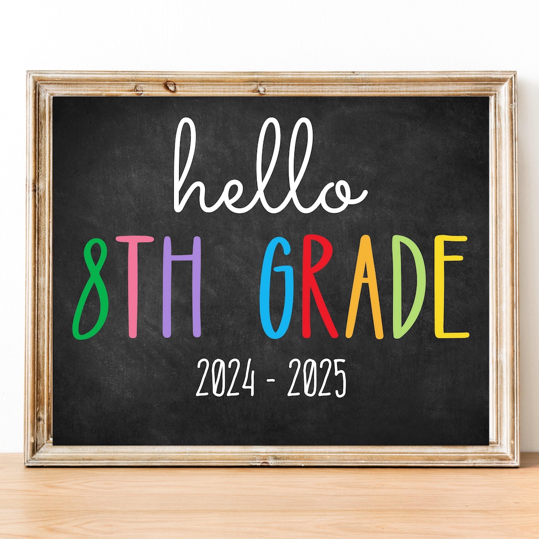 First Day of 8TH Grade Sign, First Day of School Sign, Printable 8TH Grade Sign, Digital Instant ...