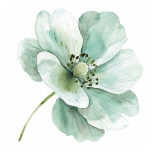 11 Green Flowers Clipart, Green Floral Print, Printable Watercolor ...