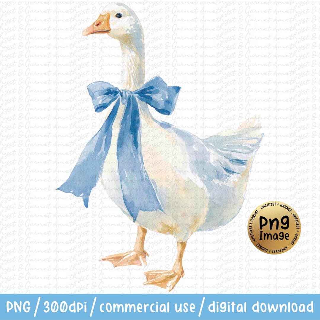 Silly Goose Blue Bow PNG || Sweet Duck With Bow || Mama Goose || Preppy ...