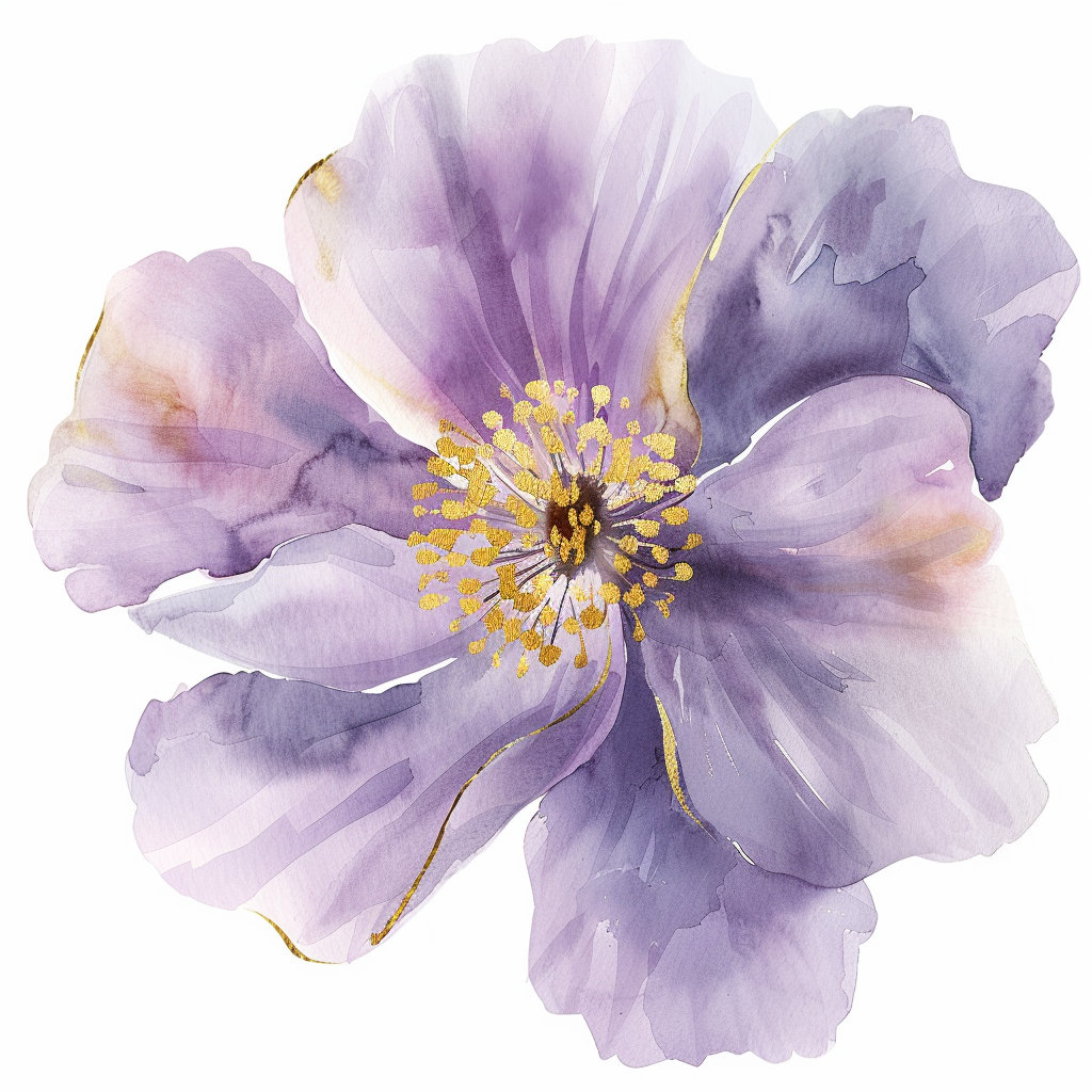 14 Purple Flowers Clipart, Purple Floral Print, Printable Watercolor ...