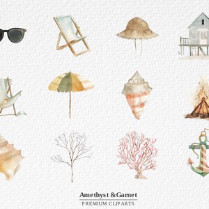 Ocean Boho, Summer Clipart, Ocean Clipart, Coral Clipart, Watercolor ...