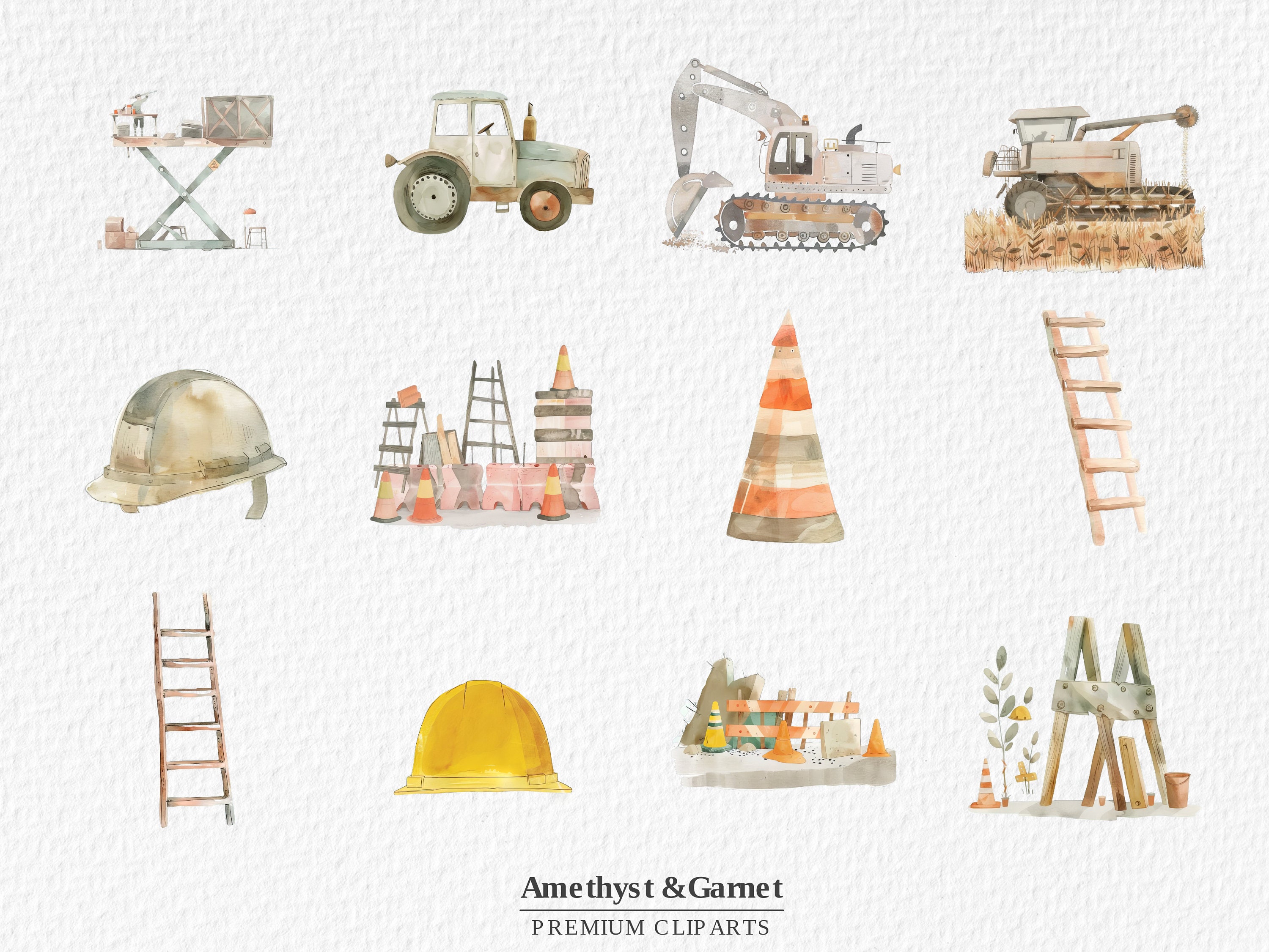 Construction Vehicle Clipart Set Excavator, Dump Truck Clip Art PNG ...