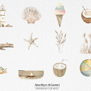 Ocean Boho, Summer Clipart, Ocean Clipart, Coral Clipart, Watercolor ...