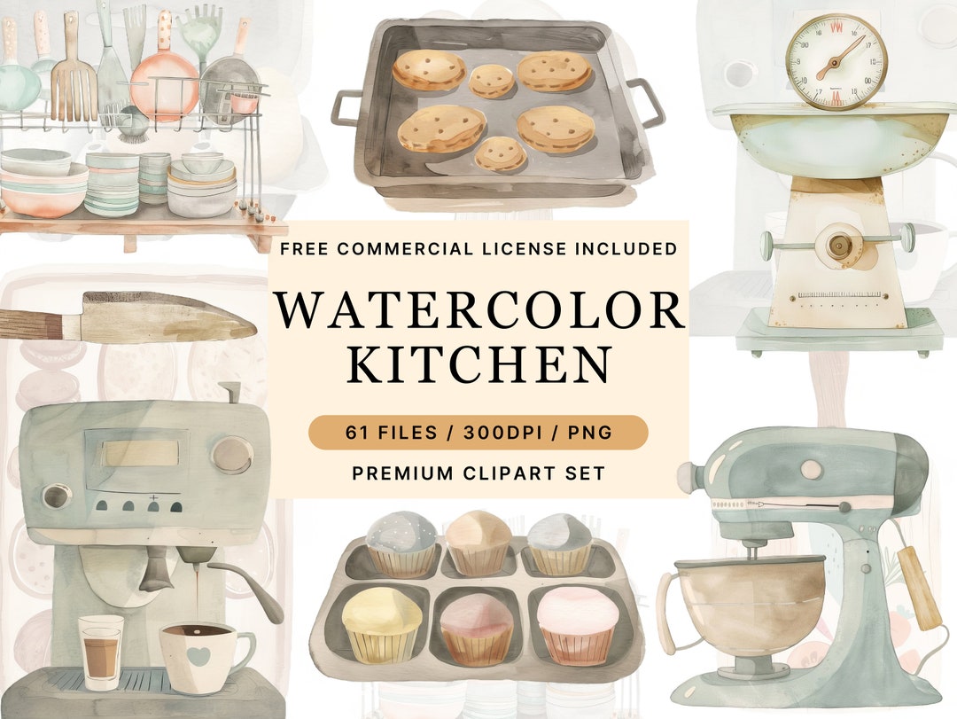 Kitchenware Clipart, Kitchen Tool Clip Art, Print at Home, Rolling Pin ...