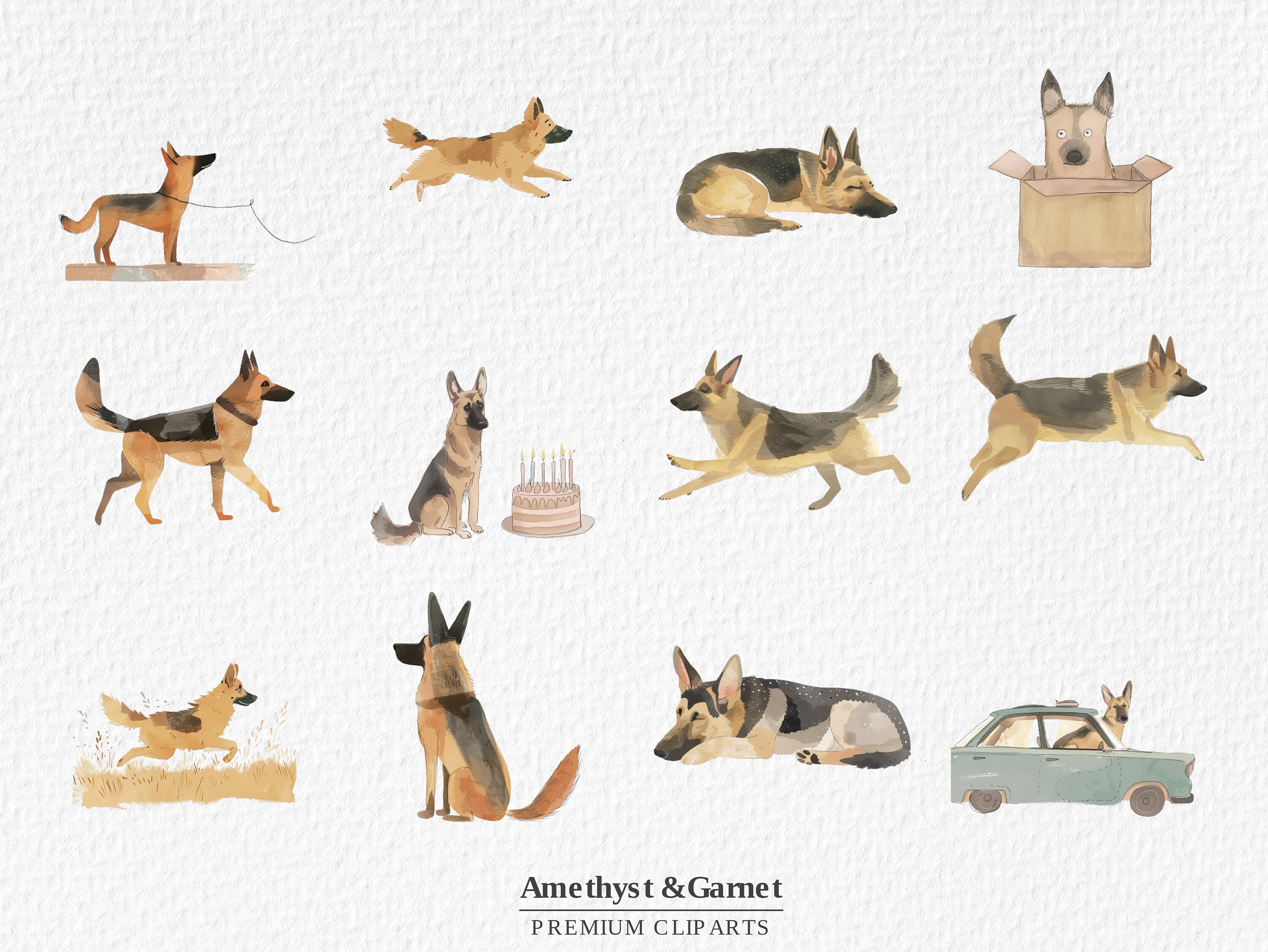 Watercolor German Shepherd PNG, Dog PNG, German Shepherd Art, Cute Dog ...