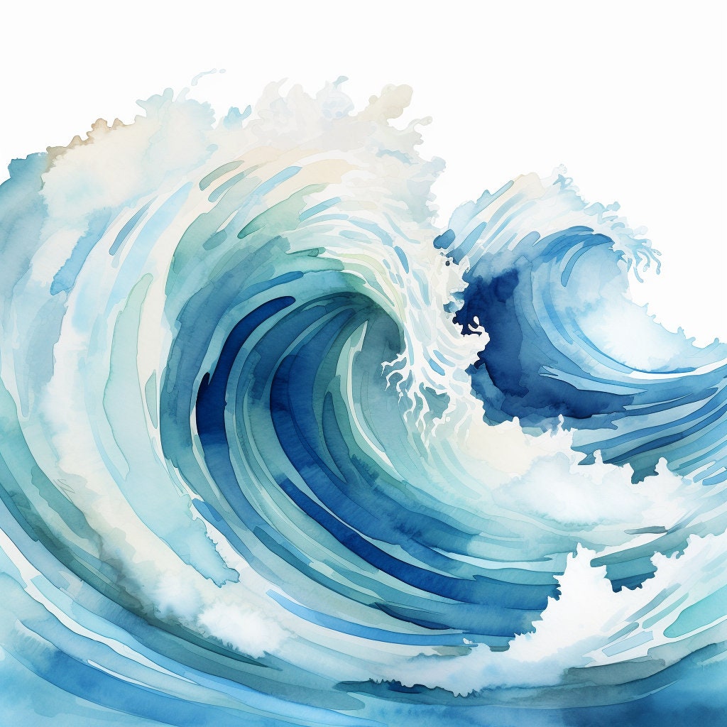 Wave Clipart Serene Wave Clipart Bundle 11 High-quality Images Ocean ...