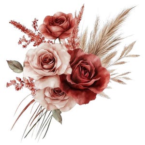 12 Roses Clipart ,commercial Use, Printable Watercolor Clipart High ...