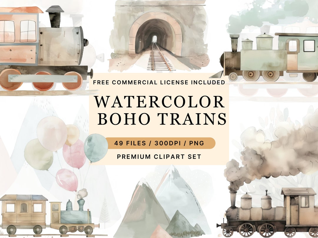Train Clipart Commercial Train Watercolor Clipart Train Clipart ...