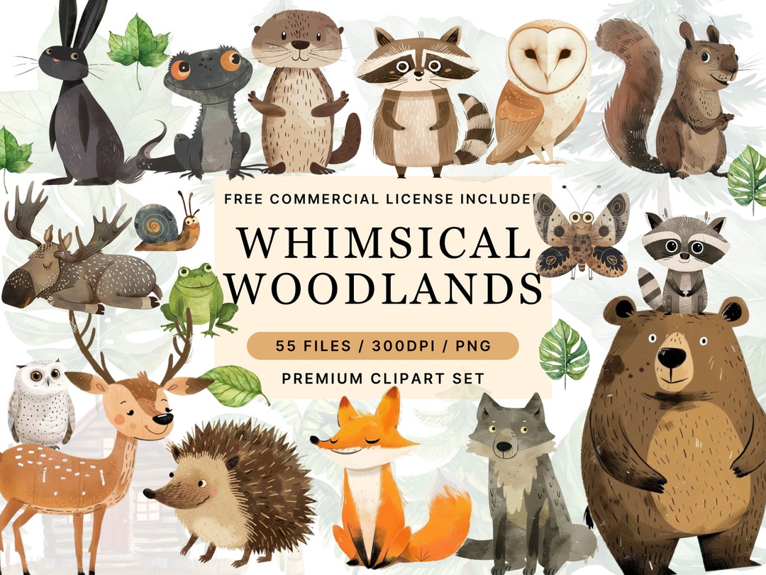 Boho Woodland Animals Clipart, Safari Animals Clipart, Bear, Fox ...