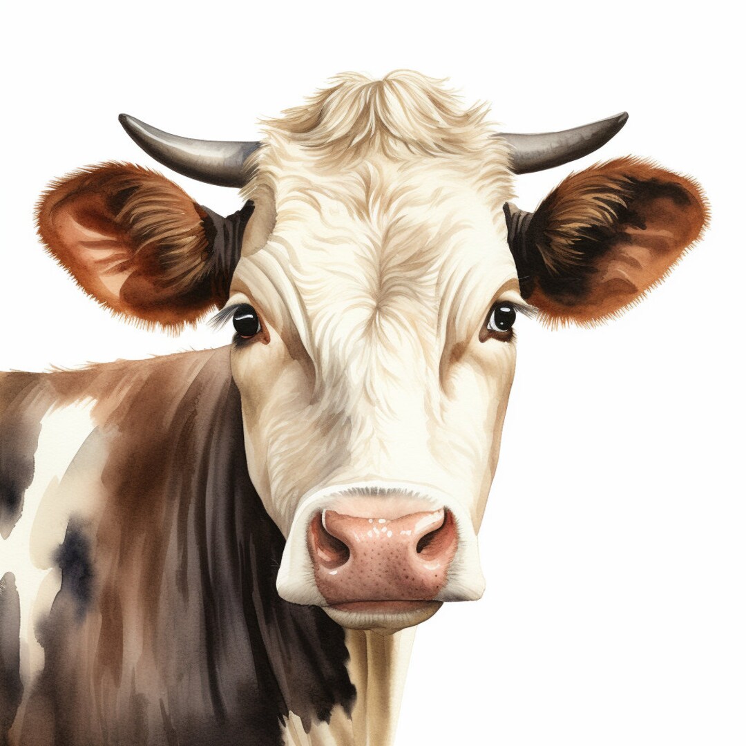 12 Cow Clipart, Cow Duckling, Printable Watercolor Clipart, 12 High ...