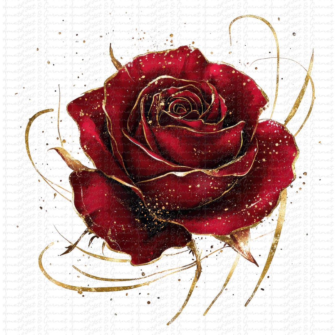 13 Red Roses Flowers Clipart, Red Floral Print, Printable Watercolor ...