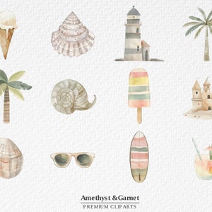 Ocean Boho, Summer Clipart, Ocean Clipart, Coral Clipart, Watercolor ...
