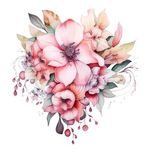 11 Boho Flowers Clipart ,commercial Use, Printable Watercolor Clipart ...