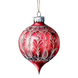 10 Red Baubles Clipart ,commercial Use Printable Watercolor Clipart ...