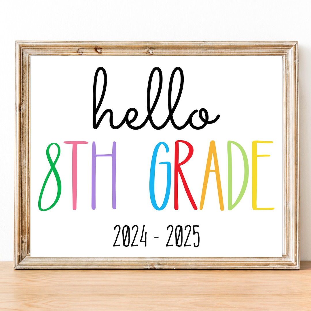 First Day of 8TH Grade Sign, First Day of School Sign, Printable 8TH ...