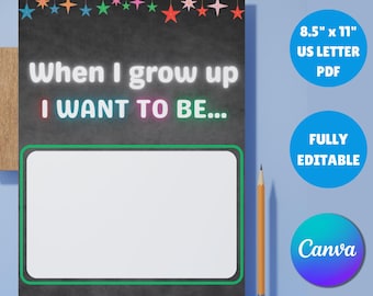 PRINTABLE When I Grow up I Want to Be Sign–back to School Prop,1st Day ...