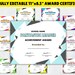 Editable Classroom Award Certificate Canva Template Bundle Printable ...
