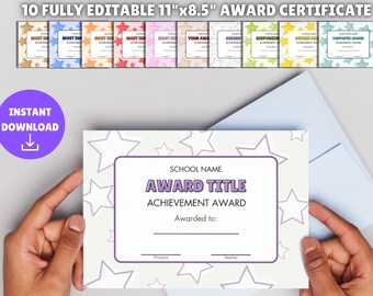 Custom Award Certificate Canva Template Bundle Editable Digital ...