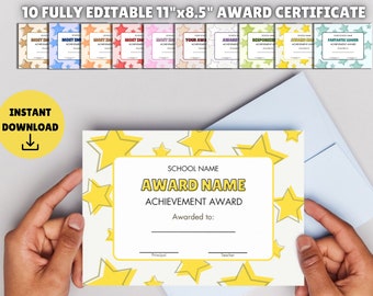 Custom Award Certificate Canva Template Bundle Editable Digital ...