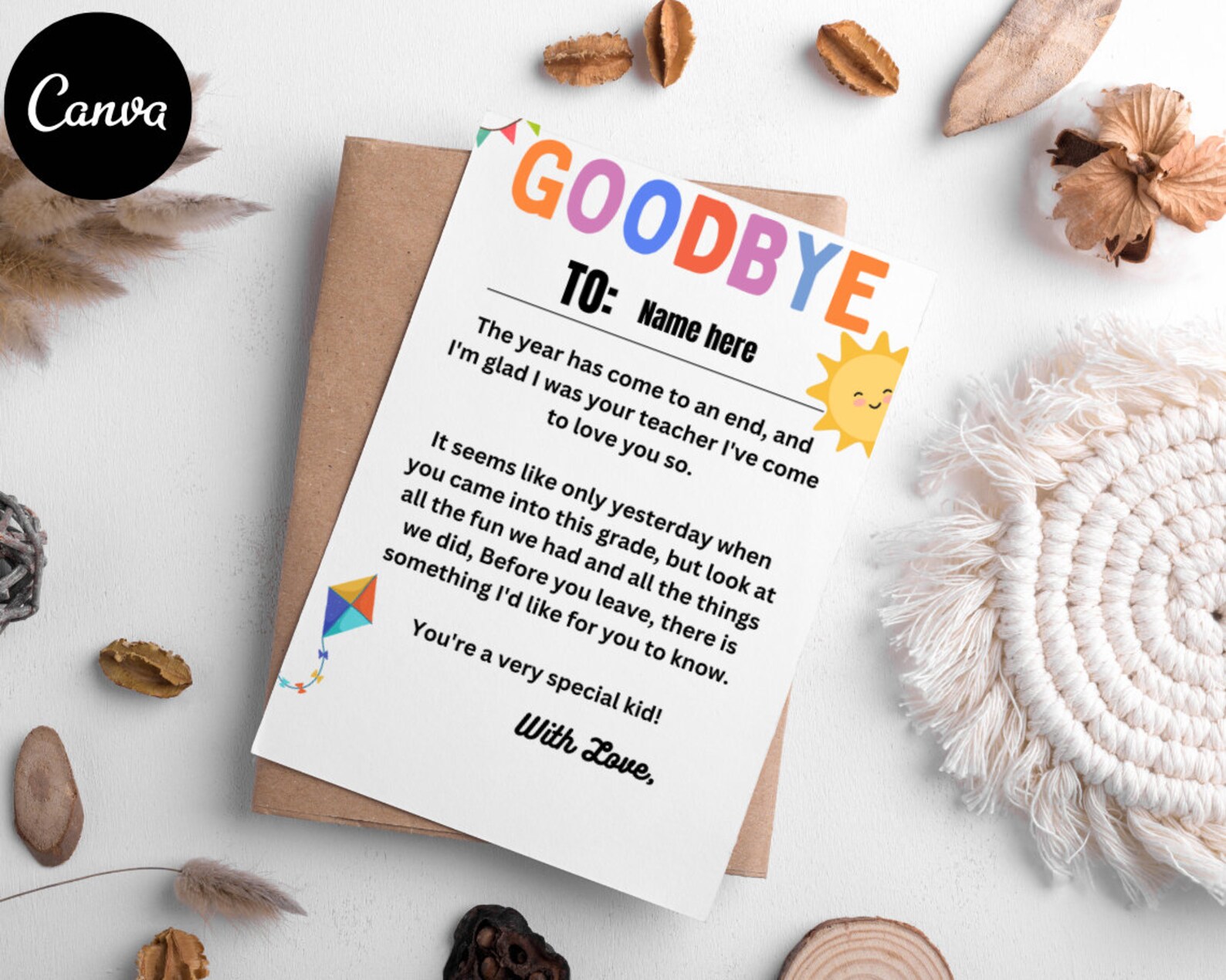 Editable Teacher Goodbye Letter to Kids Template, End of School Letter ...