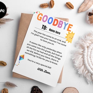 Editable Teacher Goodbye Letter to Kids Template, End of School Letter ...