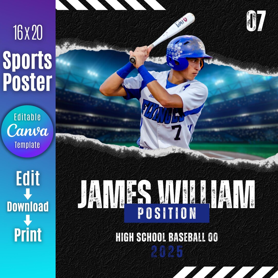 Baseball Poster Canva Template, Custom Editable Baseball School Team ...