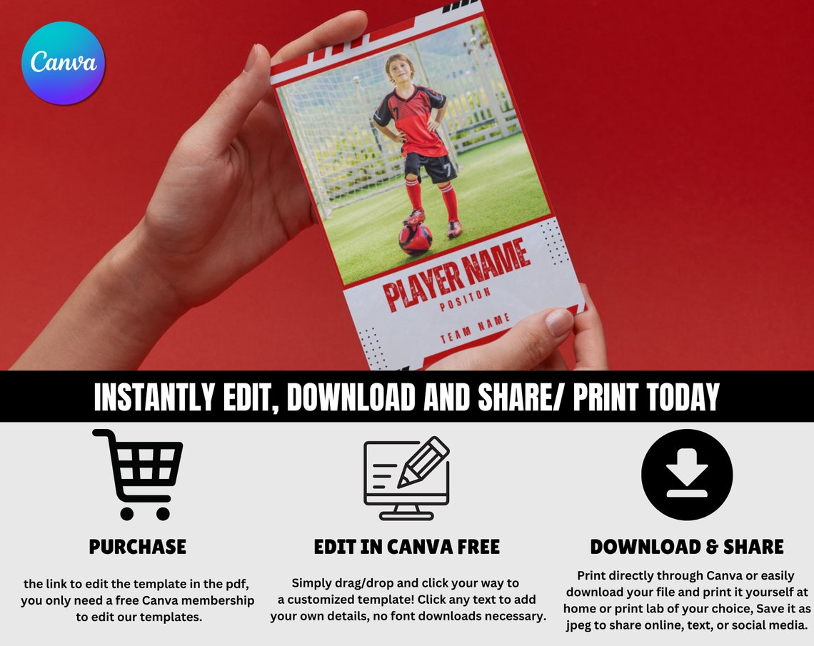 Editable Soccer Trading Cards Template Personalized DIY Sport Card ...