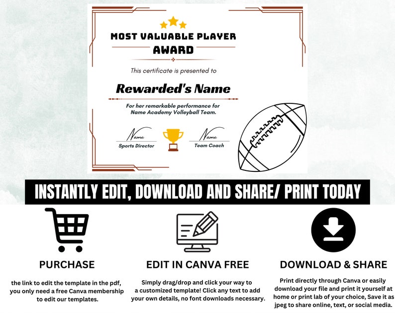 Editable Football Award Certificates, Award Ceremony Certificates ...