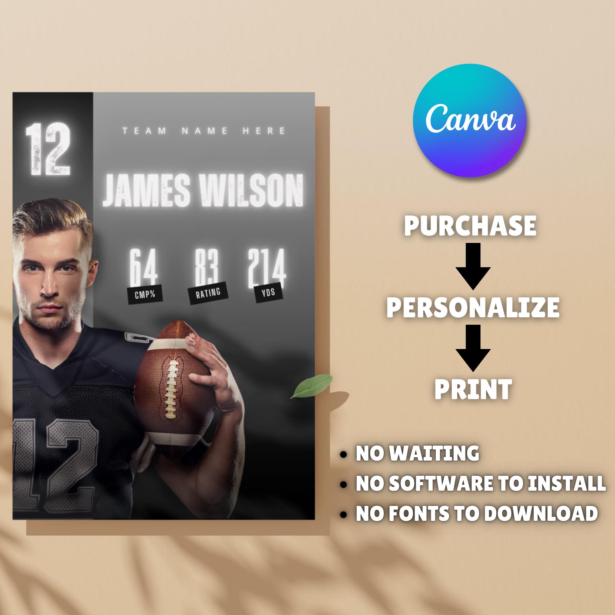 Poster Football Template Design DIY Sport Poster Printable Customizable ...