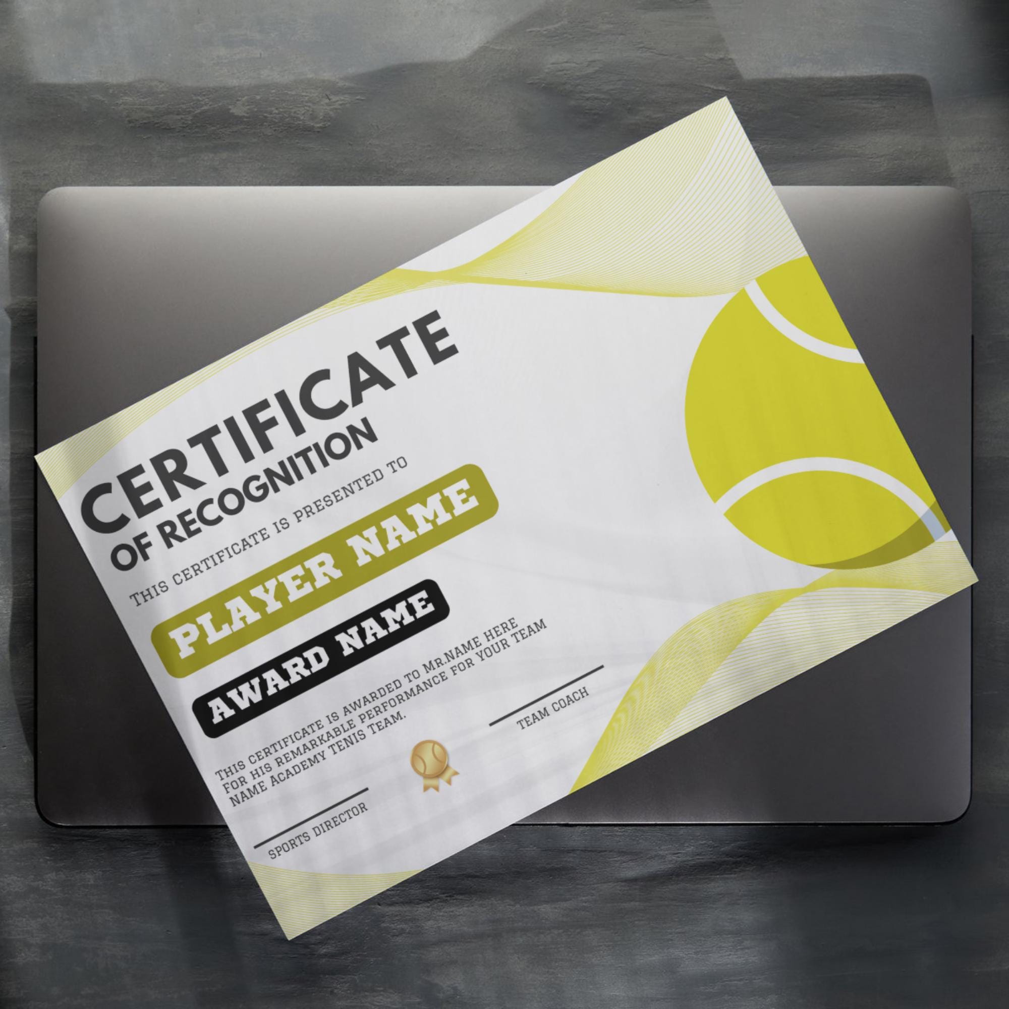 Custom Tennis Certificates Award Canva Template, Custome Tennis End of ...