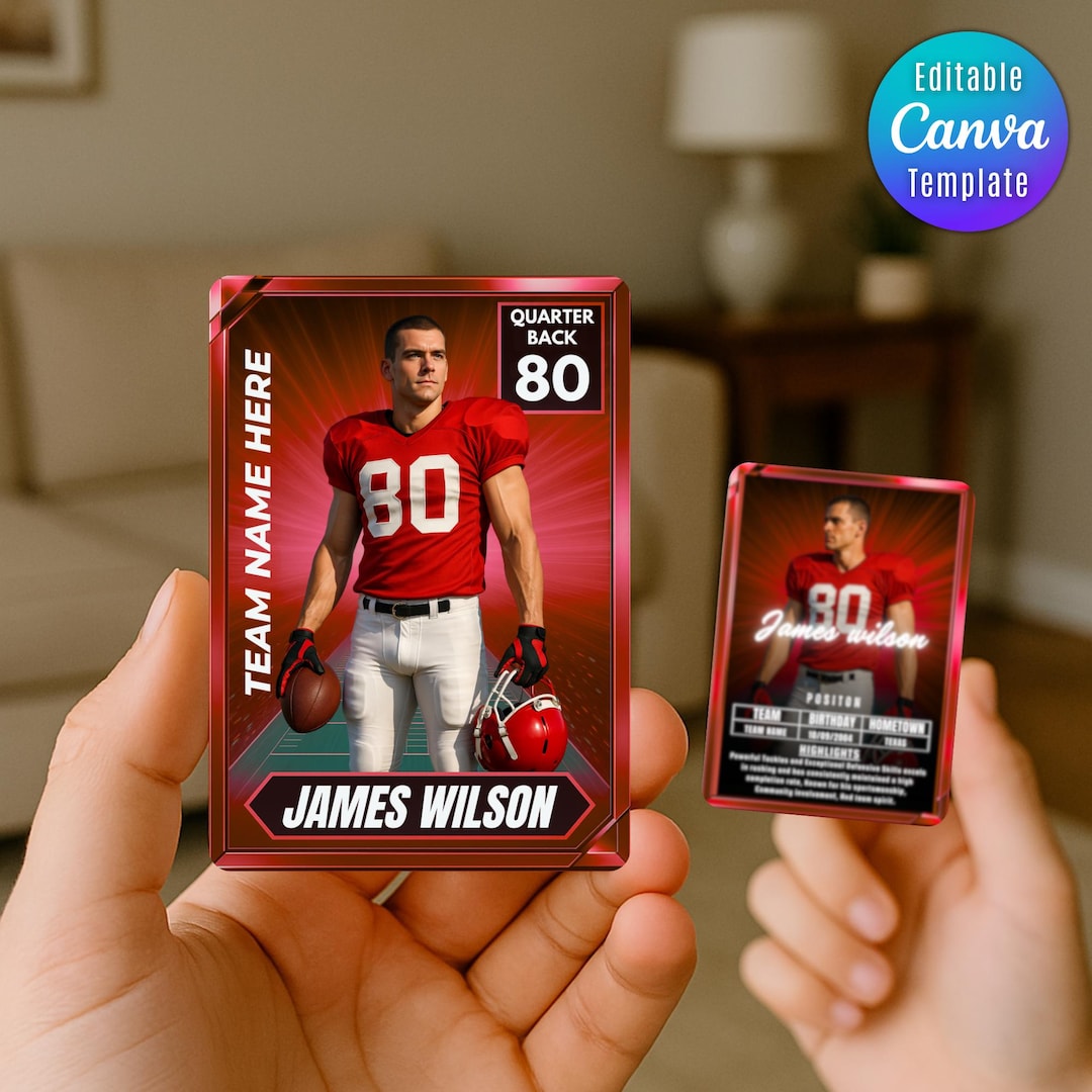 DIY Football Trading Card Template, Customizable Canva Design (digital ...