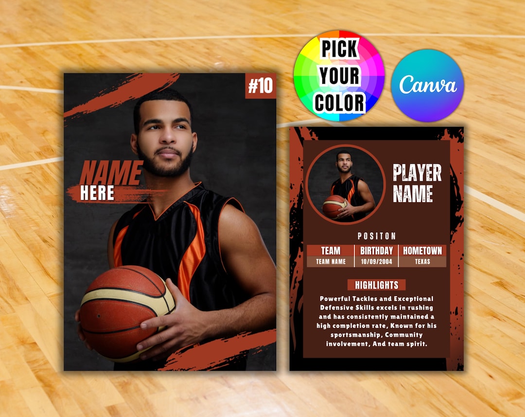 Basketball Trading Cards Template Customizable Basketball Player Card ...