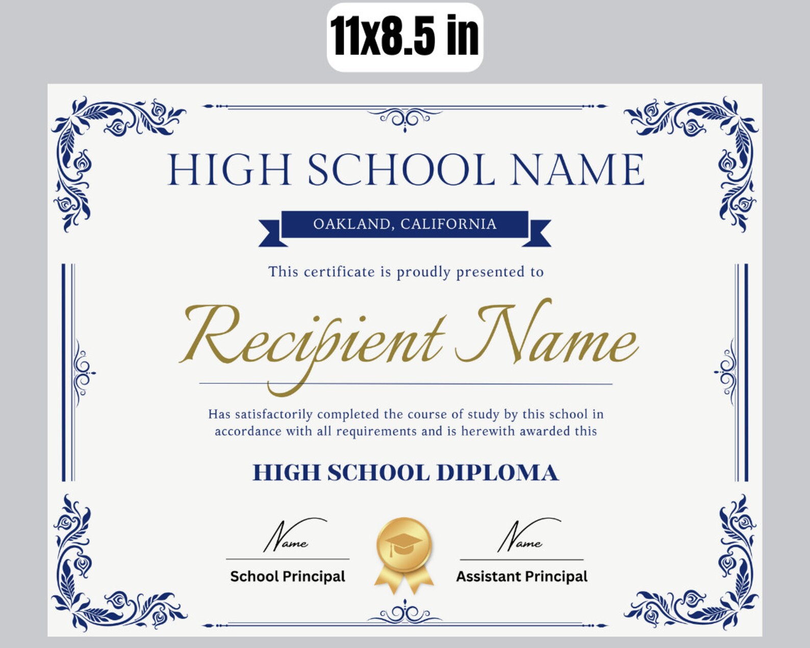 Editable High School Diploma Canva Template, General Education ...
