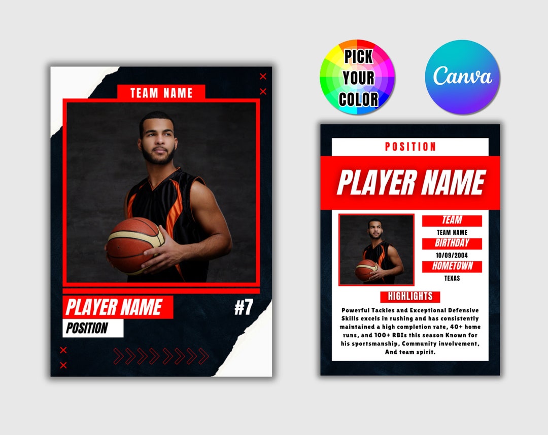 Basketball Trading Cards Template Customizable Basketball Player Card ...